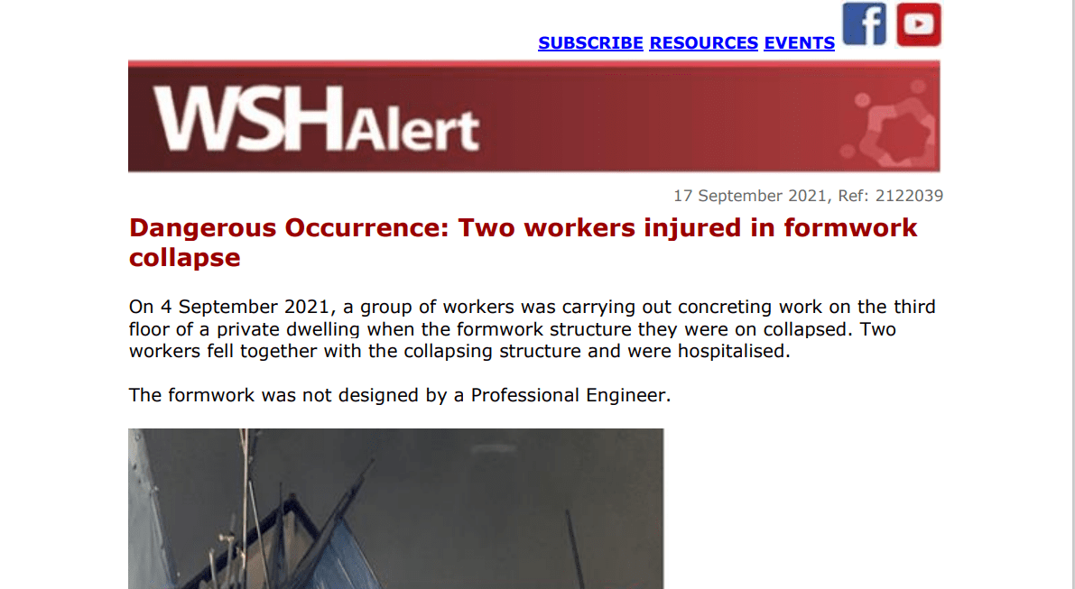 WSH Alert 17 Sep 2021 Dangerous Occurrence Two workers injured in ...