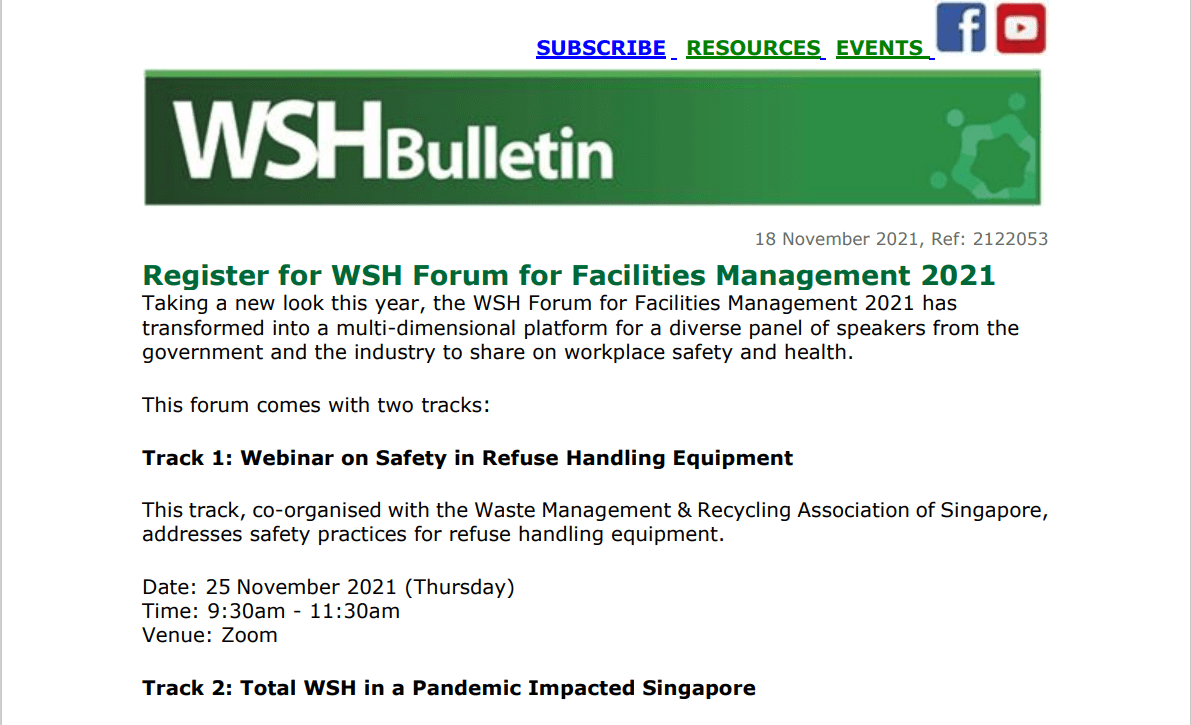 WSH bulletin 18 Nov 2021 1 WSH Forum for FM 2 IES VZ pledge 3 ...