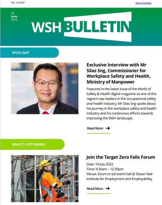 WSH Bulletin 24 June 2022 1 Interview with Mr Silas Sng 2 Join Target ...