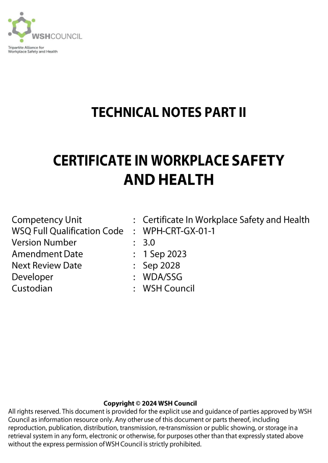 Certificate in Workplace Safety and Health