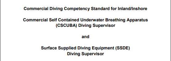 Commercial Diving Competency Standard for Diving Supervisor